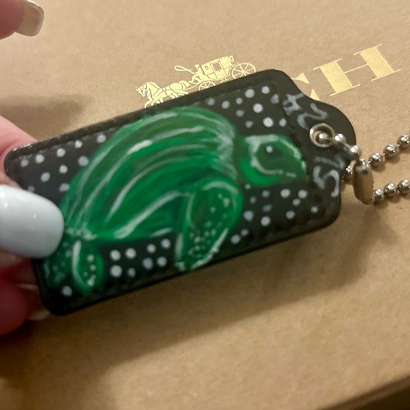 Coach | Accessories | Coach Black Leather Custom Handpainted Sea Turtle ...